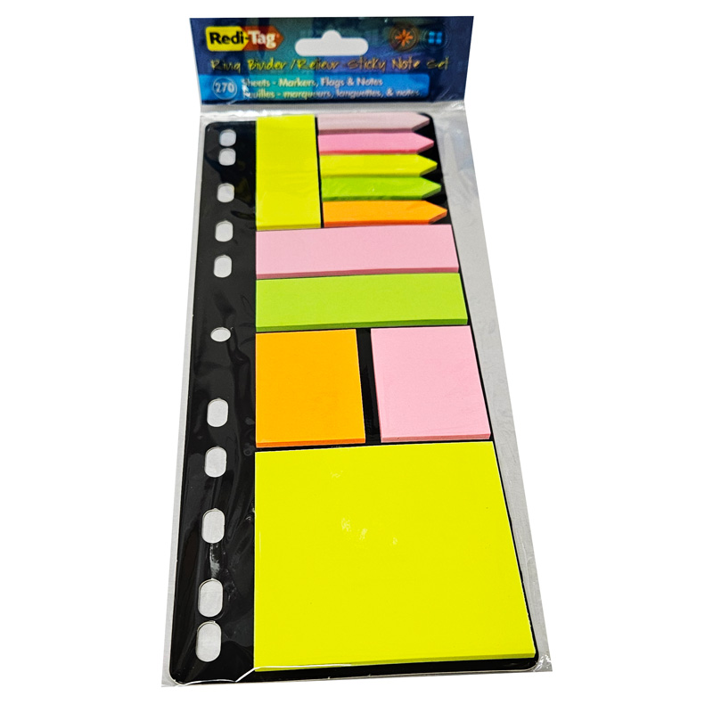 Redi-Tag Ring Binder Sticky Note Set 270 Assorted Sheets of Markers ...