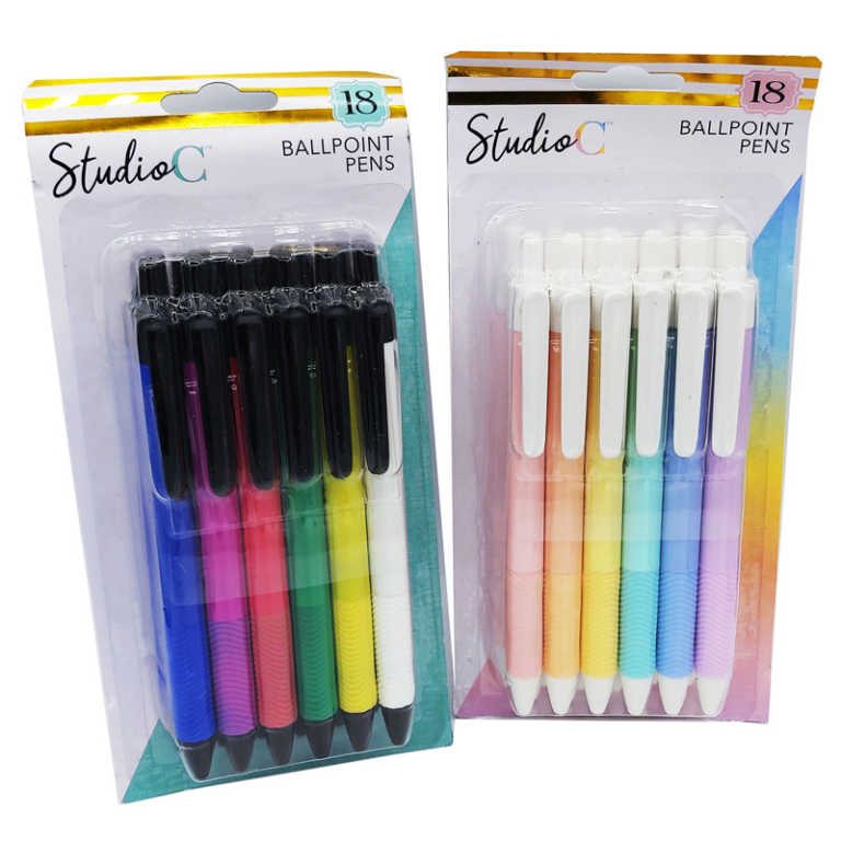 18count Ballpoint Pens Fashion Barrel Black Ink Medium Point Comfort ...