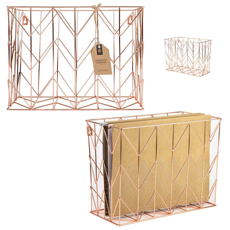 U Brands Hanging File Desk Organizer Wire Metal Copper Rose Gold 9.37″H ... U Brands Hanging File Desk Organizer Wire Metal Copper Rose Gold 9.37″H ...