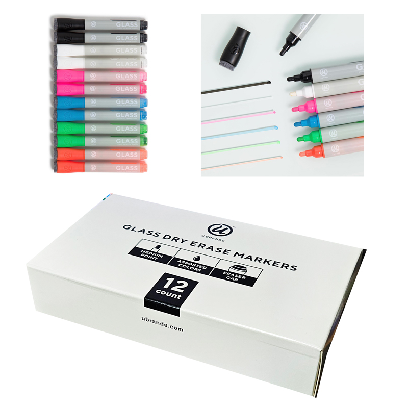 U Brands Liquid Glass Dry Erase Markers Assorted Colors Medium Point ...