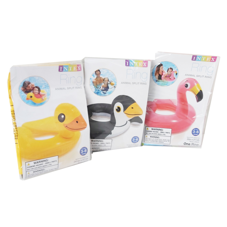 Inflatable 30″ Animal Split Swim Ring Intex *minimum order 6 units mix ...